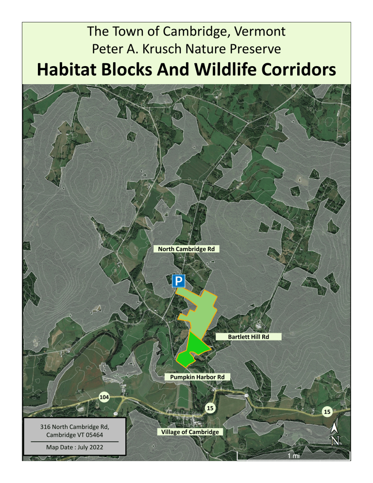 Map showing habitat blocks and wildlife corridors – The Peter A. Krusch ...